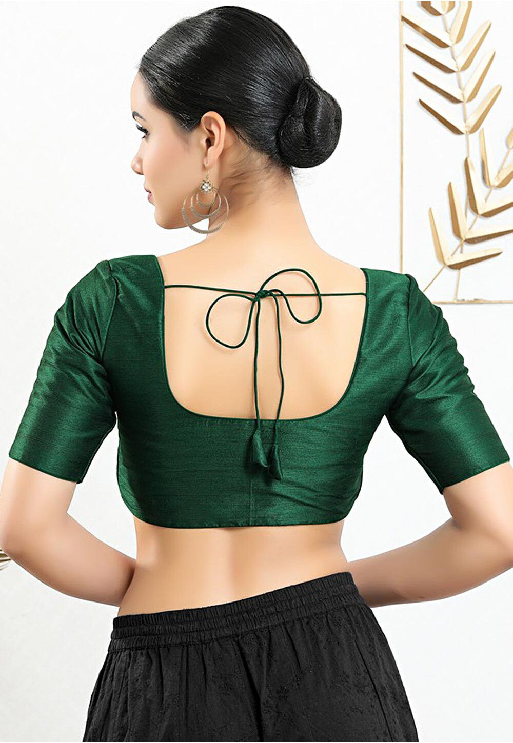 Buy Solid Color Art Silk Blouse in Dark Green Online : UGX753 - Utsav ...