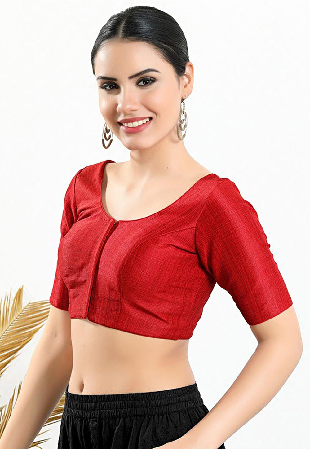 Buy Solid Color Art Silk Blouse in Red Online : UGX762 - Utsav Fashion