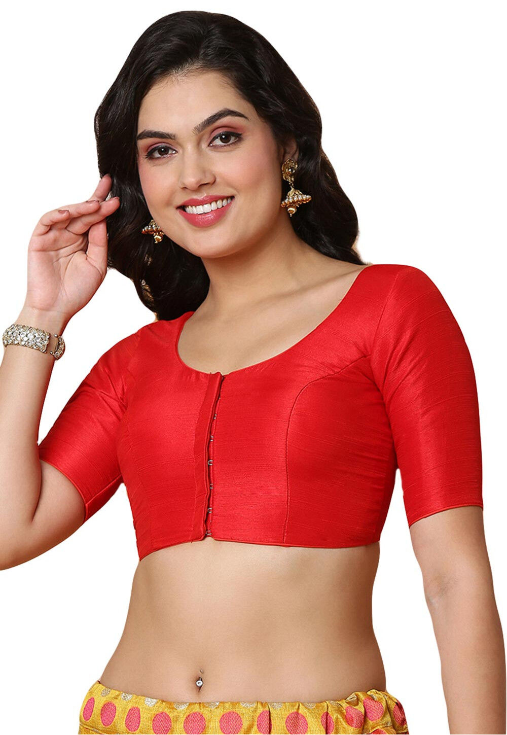 Buy Solid Color Art Silk Blouse in Red Online : UVC1214 - Utsav Fashion