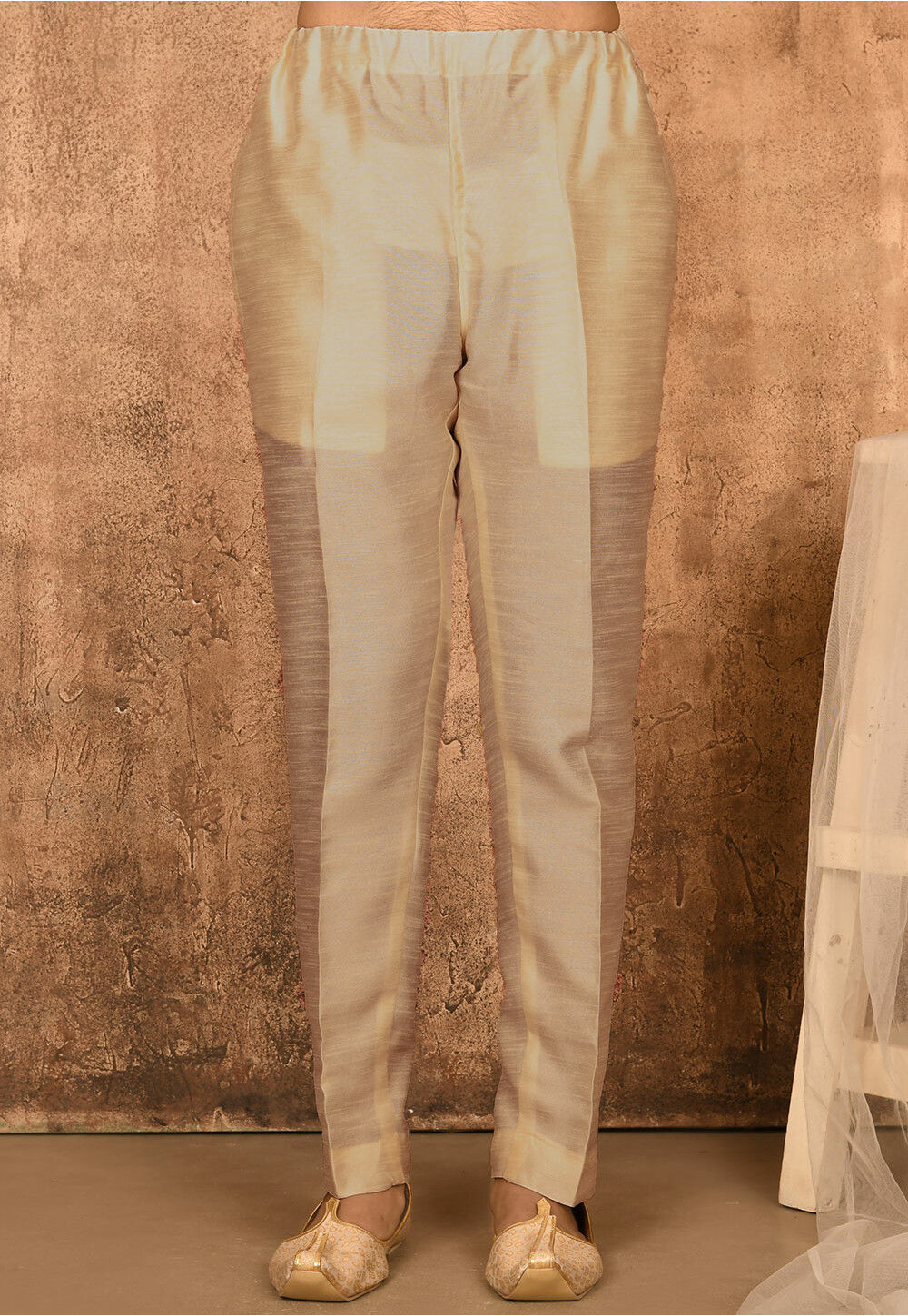 Buy Solid Color Art Silk Pajama in Beige Online : MTX1973 - Utsav Fashion