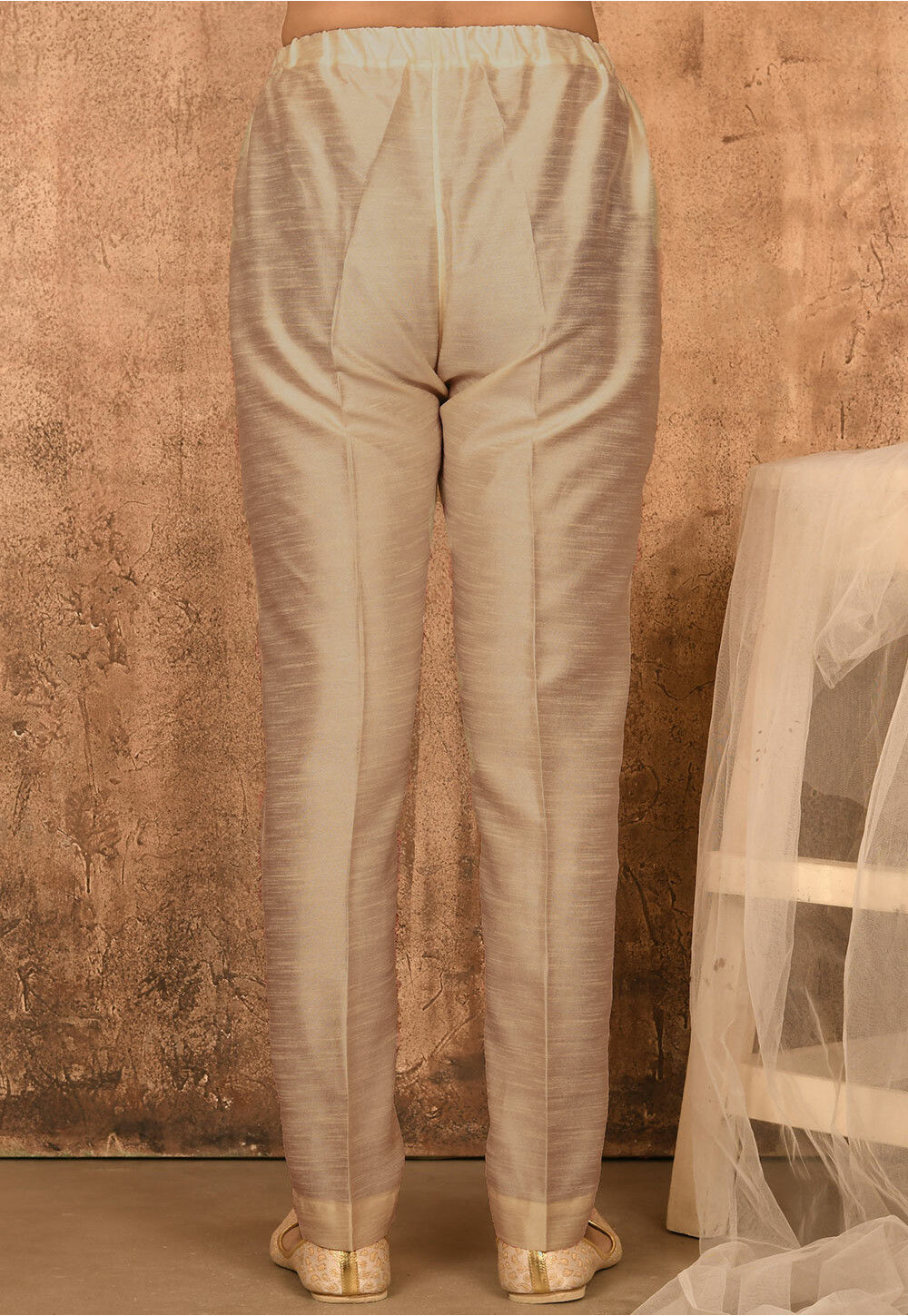 Buy Solid Color Art Silk Pajama in Beige Online : MTX1973 - Utsav Fashion