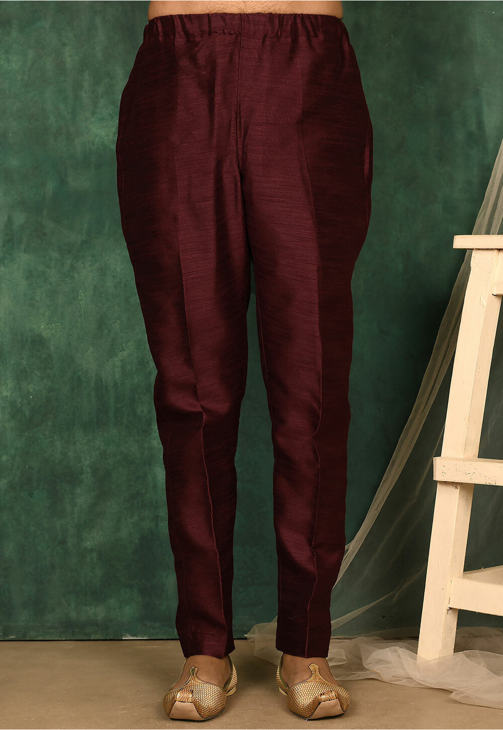 Buy Solid Color Art Silk Pajama in Maroon Online : MTX1974 - Utsav Fashion