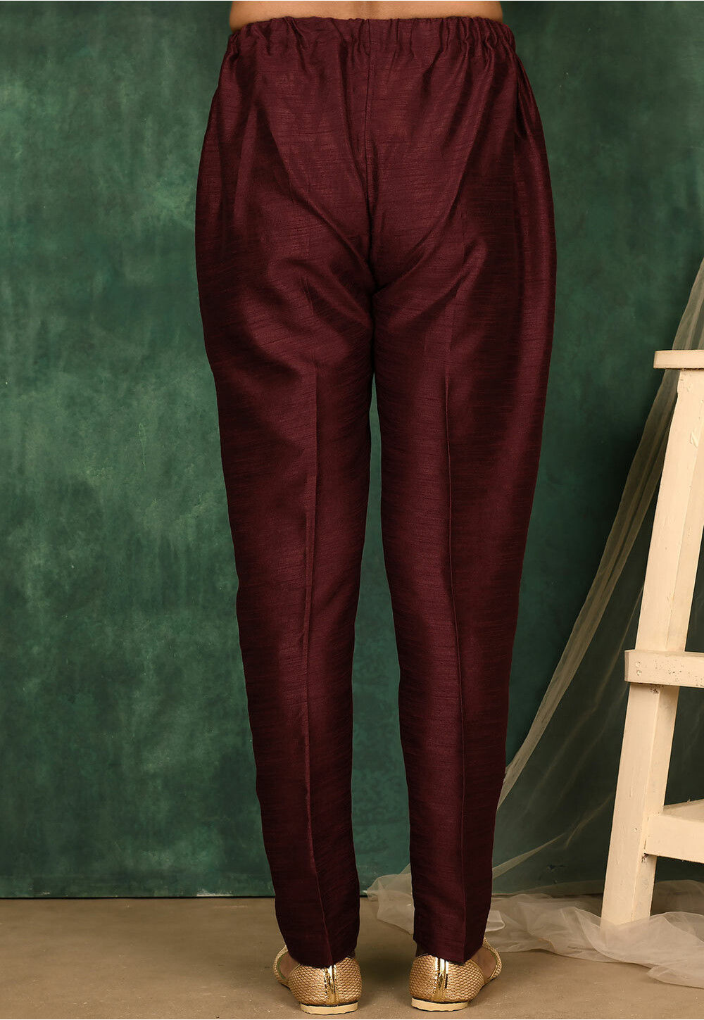Buy Solid Color Art Silk Pajama in Maroon Online : MTX1974 - Utsav Fashion