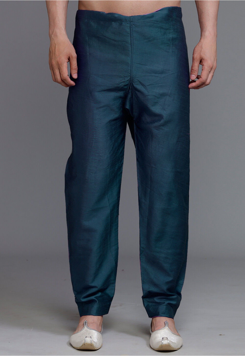 Buy Solid Color Art Silk Pajama in Teal Blue Online : MXX524 - Utsav ...