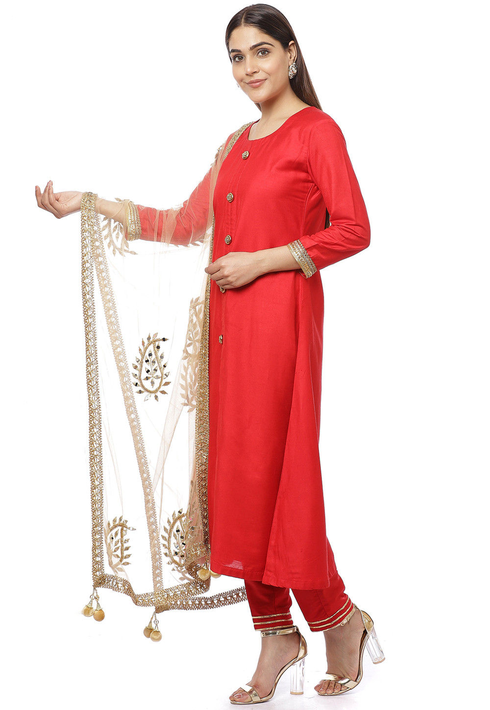Buy Solid Color Art Silk Pakistani Suit in Red Online : KNV212 - Utsav ...
