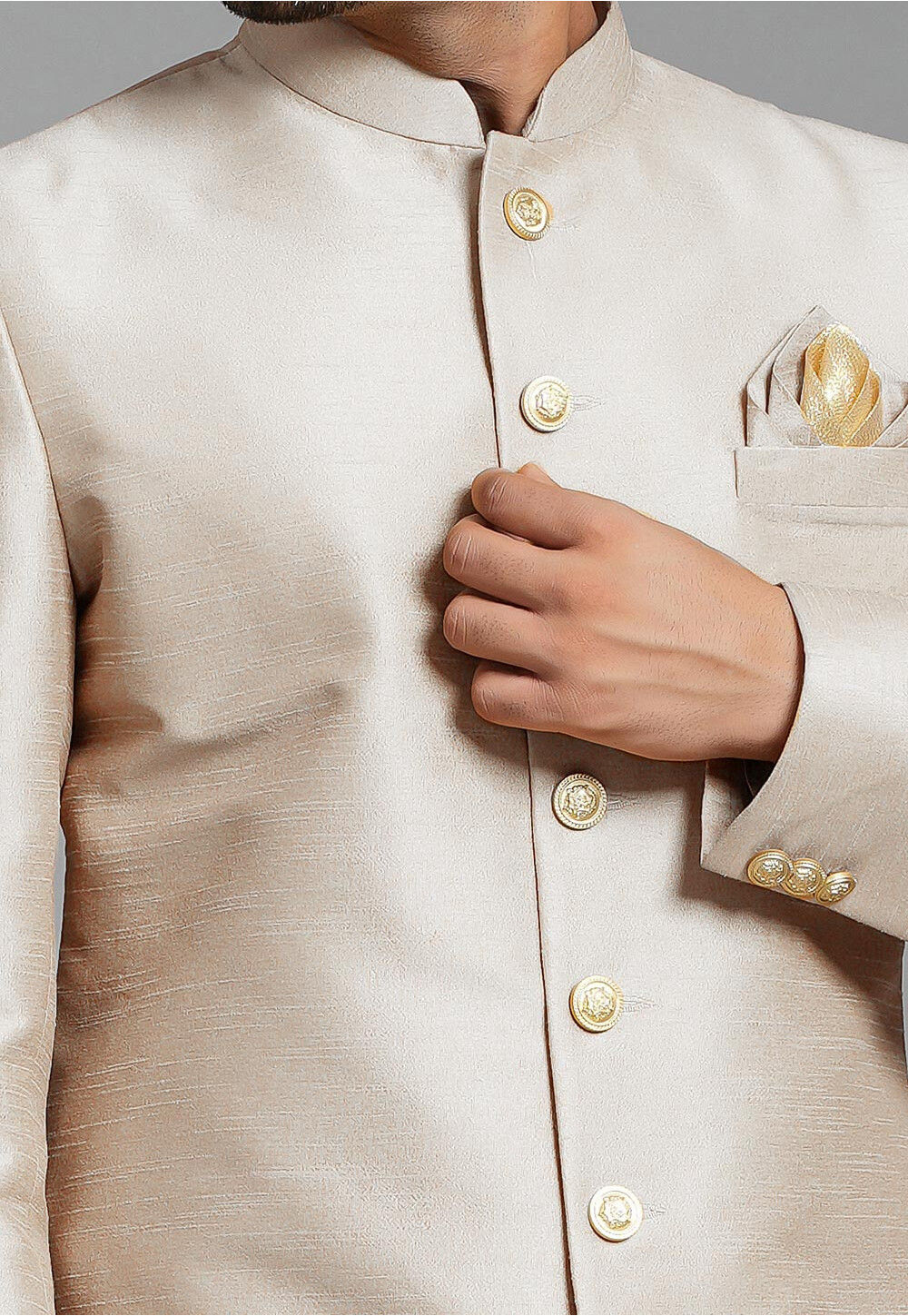 Buy Solid Color Art Silk Sherwani in Fawn Online : MTE2431 - Utsav Fashion