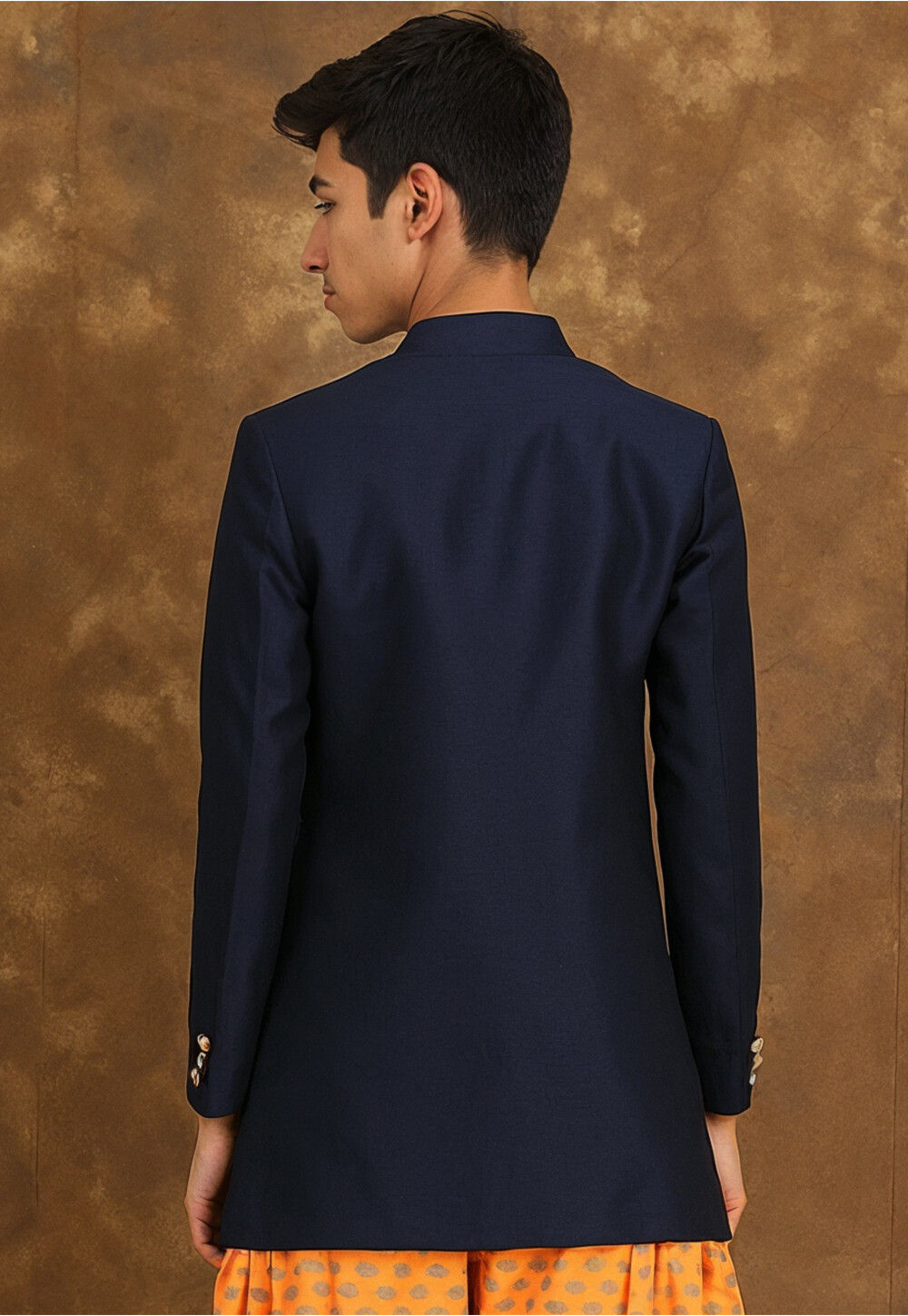 Buy Solid Color Art Silk Sherwani in Navy Blue Online : UNJ2695 - Utsav ...
