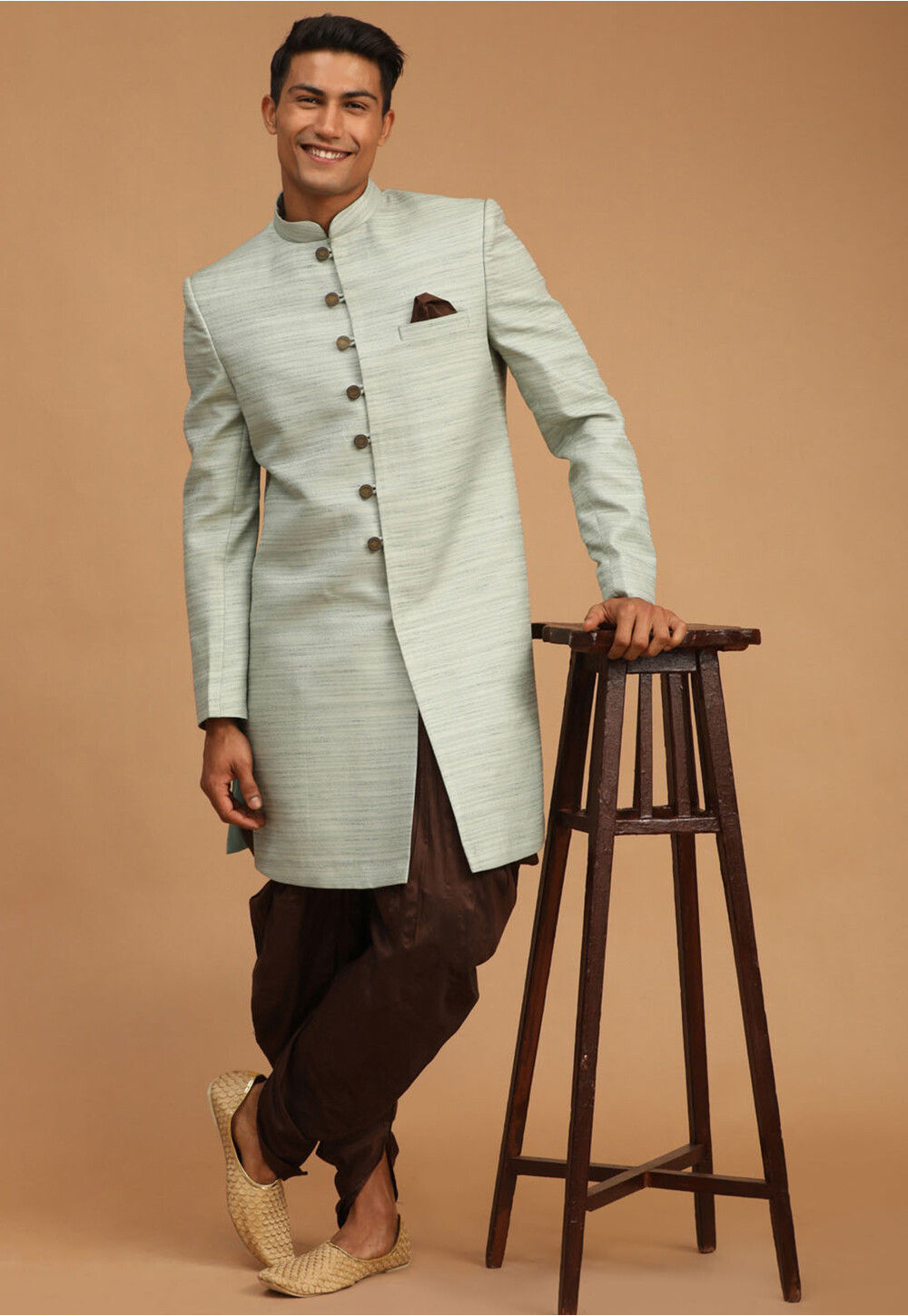 Buy Solid Color Art Silk Sherwani in Pastel Green Online : MTR5232 ...