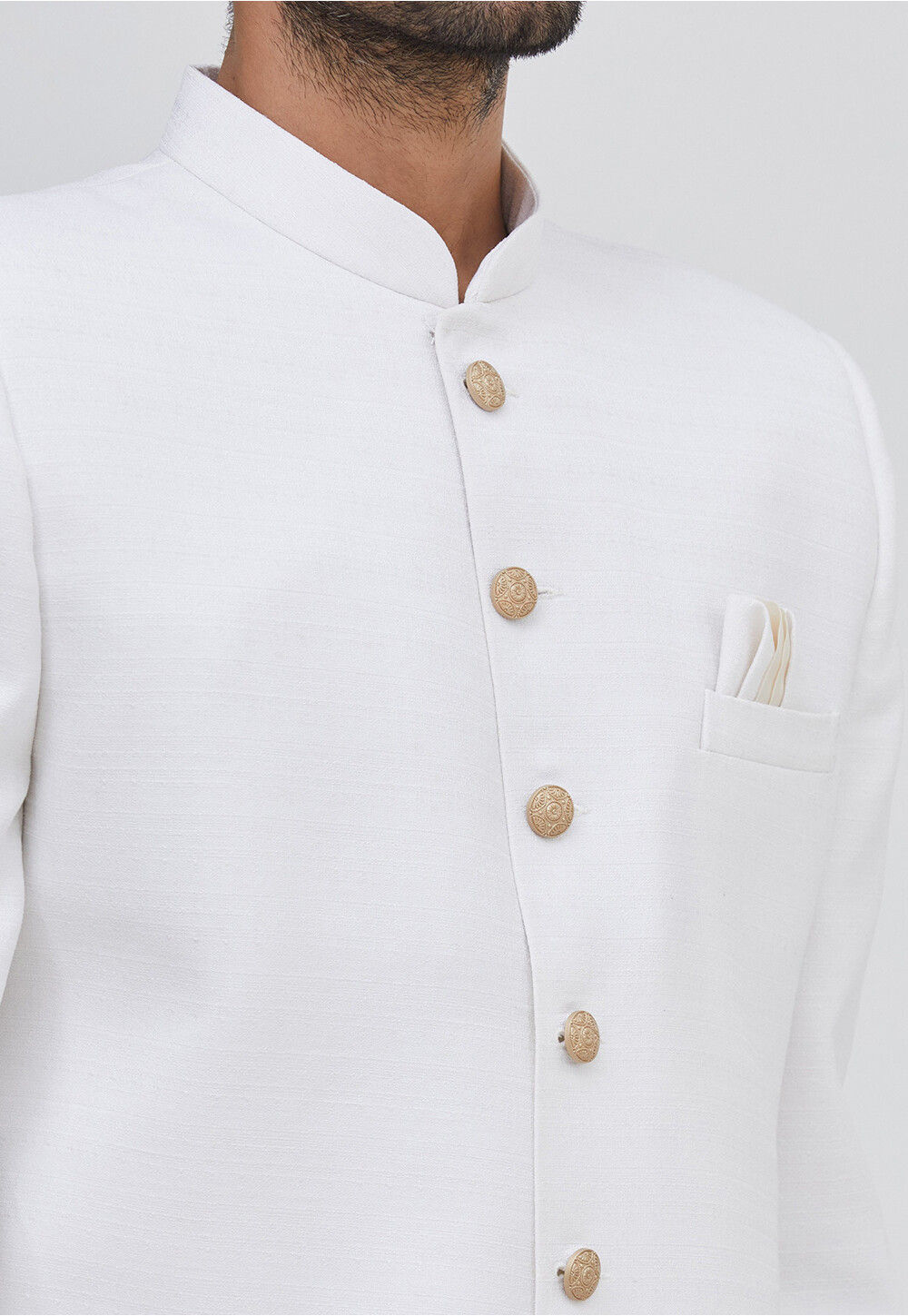 Buy Solid Color Art Silk Sherwani in White Online : MGT972 - Utsav Fashion