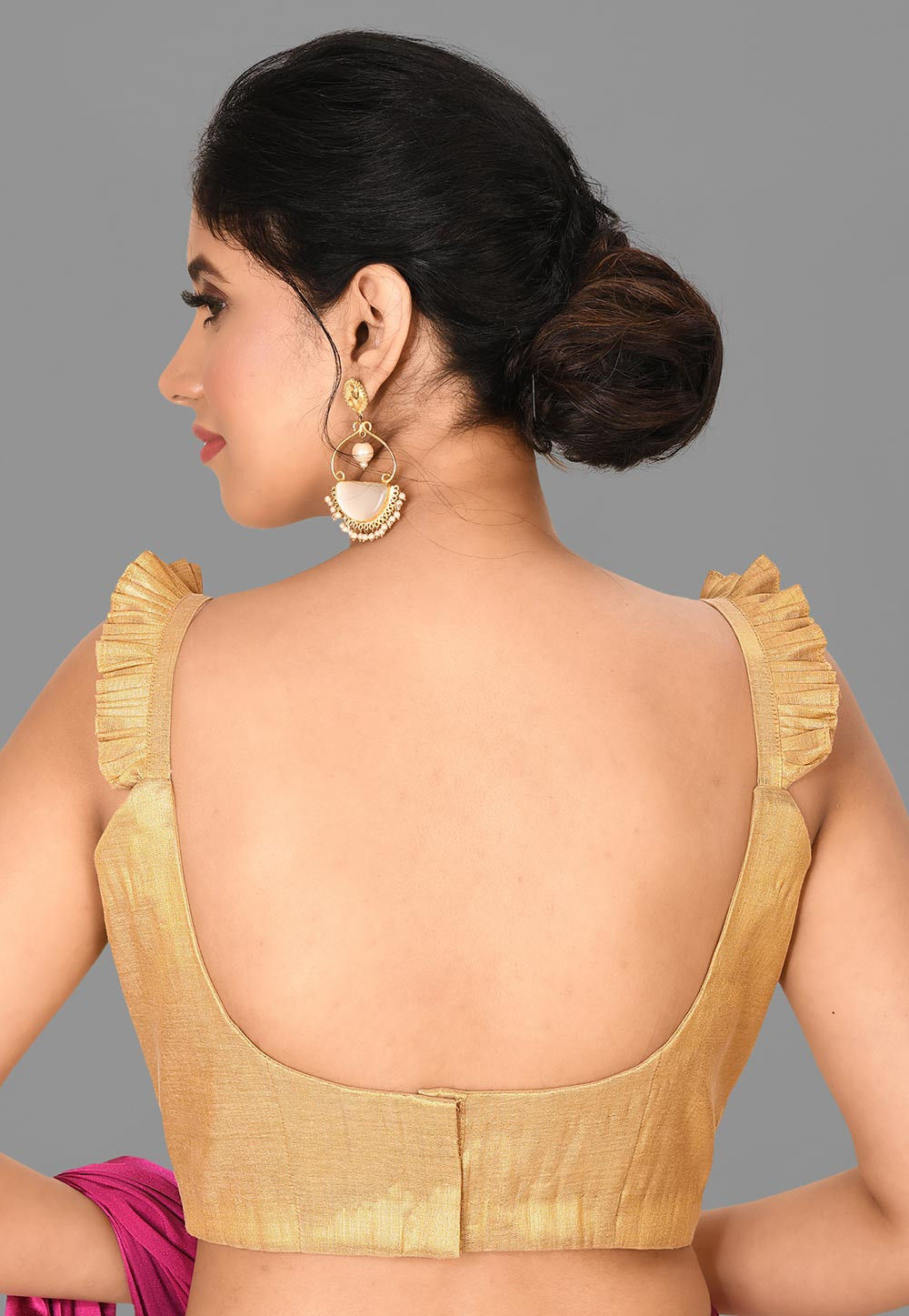 Buy Solid Color Art Silk Shimmer Blouse in Golden Online : UZN66 ...