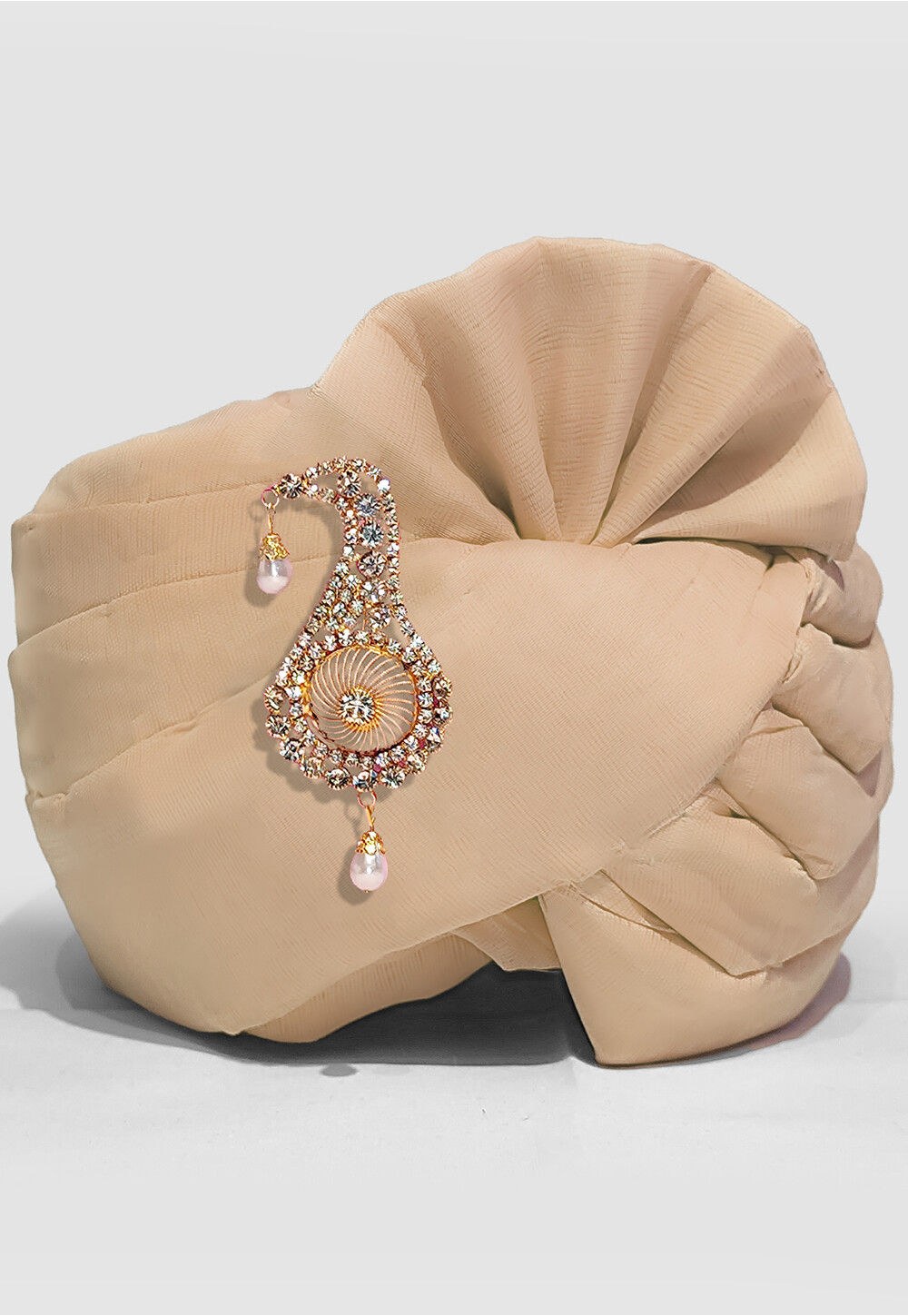 Buy Solid Color Chanderi Cotton Turban in Beige Online : MTE1234 ...