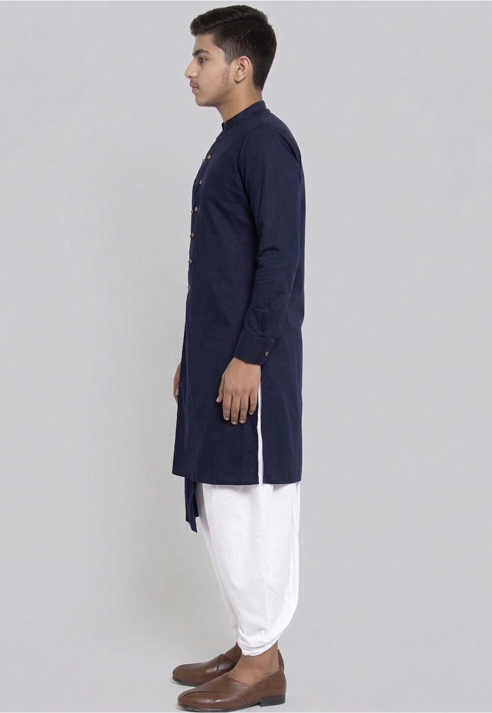 Buy Solid Color Cotton Kurta in Navy Blue Online : UGN305 - Utsav Fashion