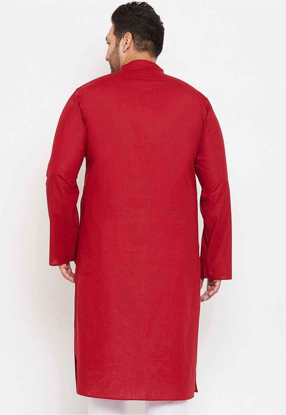 Buy Solid Color Cotton Kurta in Red Online : MVE3968 - Utsav Fashion