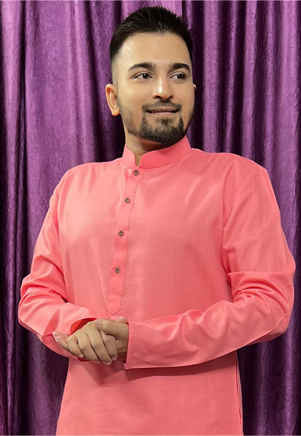 Buy Solid Color Cotton Kurta Set in Coral Pink Online : MUY1230 - Utsav ...