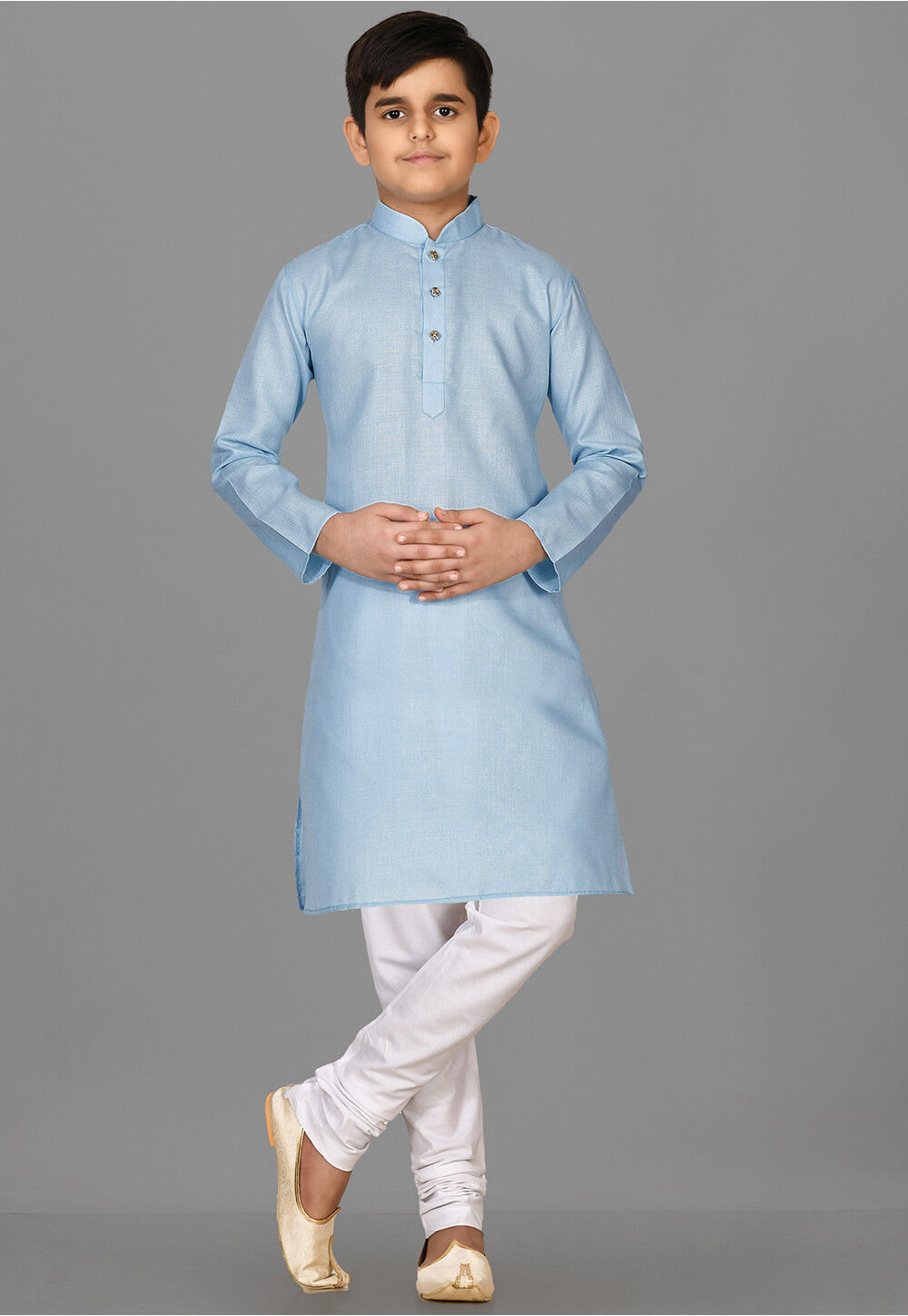 Buy Solid Color Cotton Kurta Set in Light Blue Online : UTW108 - Utsav ...