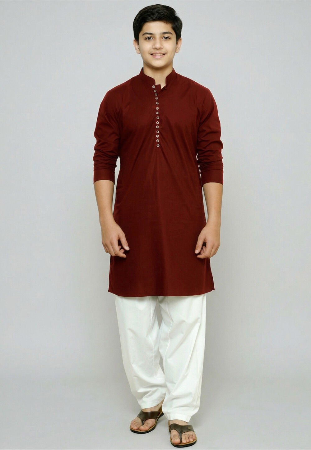 Buy Solid Color Cotton Kurta Set in Maroon Online : UGN256 - Utsav Fashion