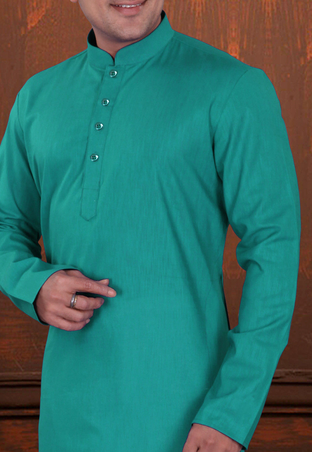 Buy Solid Color Cotton Kurta Set in Teal Blue Online : MMS1359 - Utsav ...