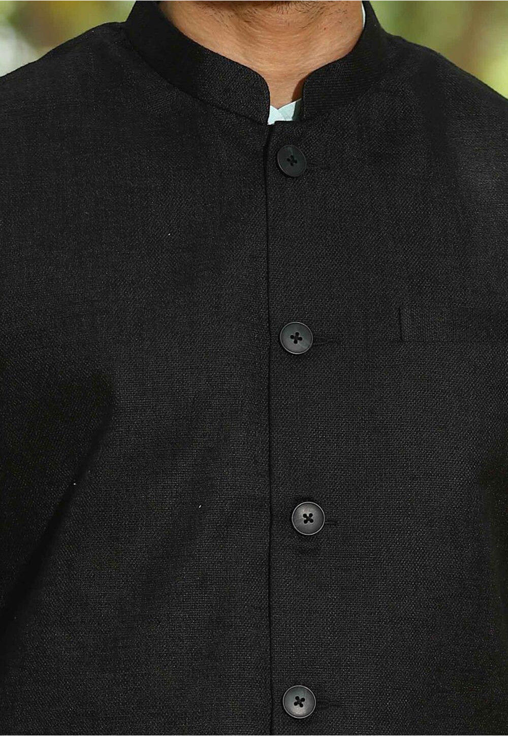 Buy Solid Color Cotton Linen Nehru Jacket in Black Online : MSY74 ...