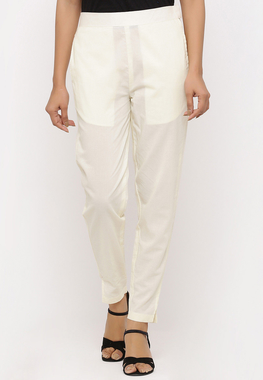 Buy Solid Color Cotton Pant in Cream Online : BNJ717 - Utsav Fashion
