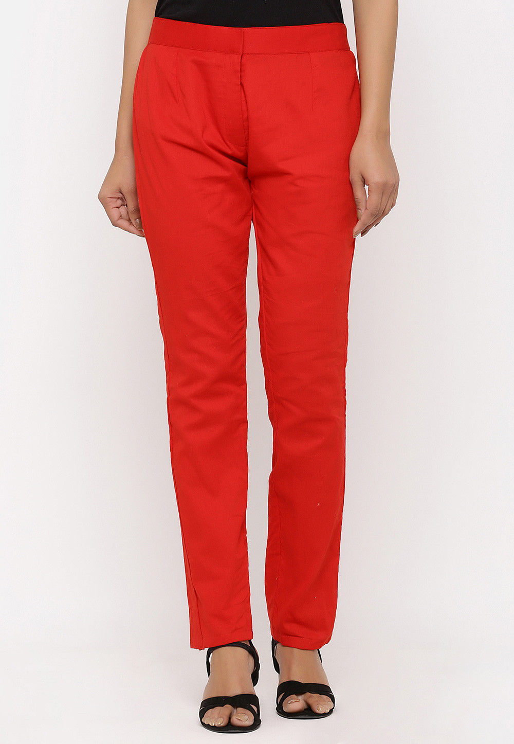 Buy Solid Color Cotton Pant in Red Online : BNJ718 - Utsav Fashion