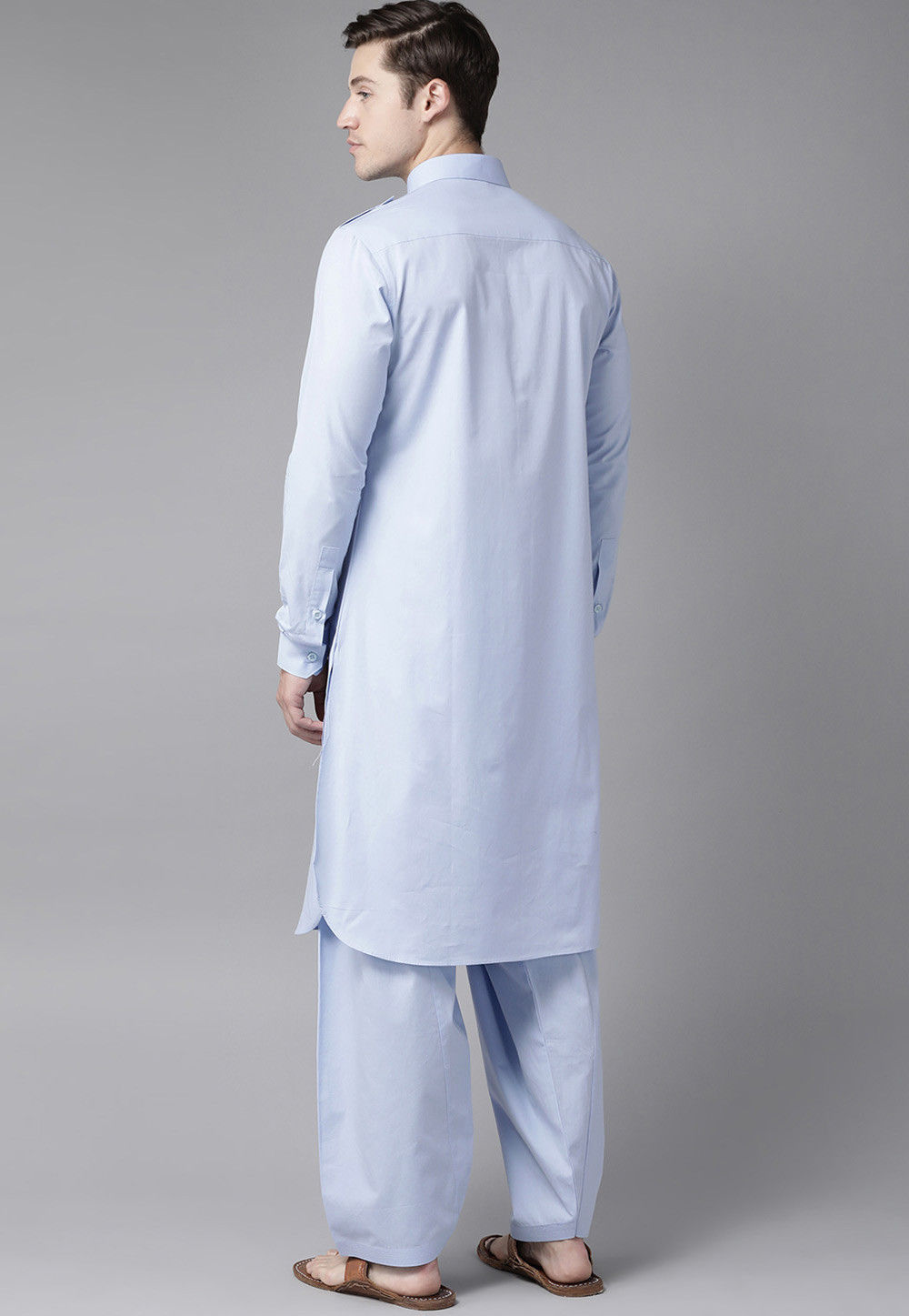 Buy Solid Color Cotton Pathani Suit in Sky Blue Online : MEE1152 ...