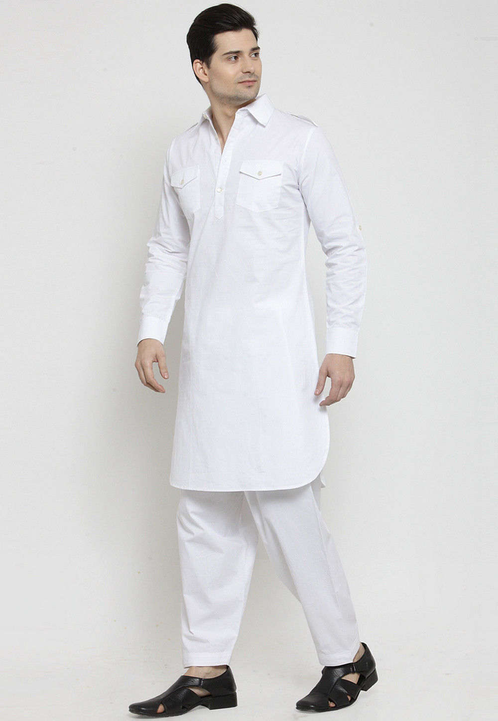 Buy Solid Color Cotton Pathani Suit in White Online : MVE1347 - Utsav ...