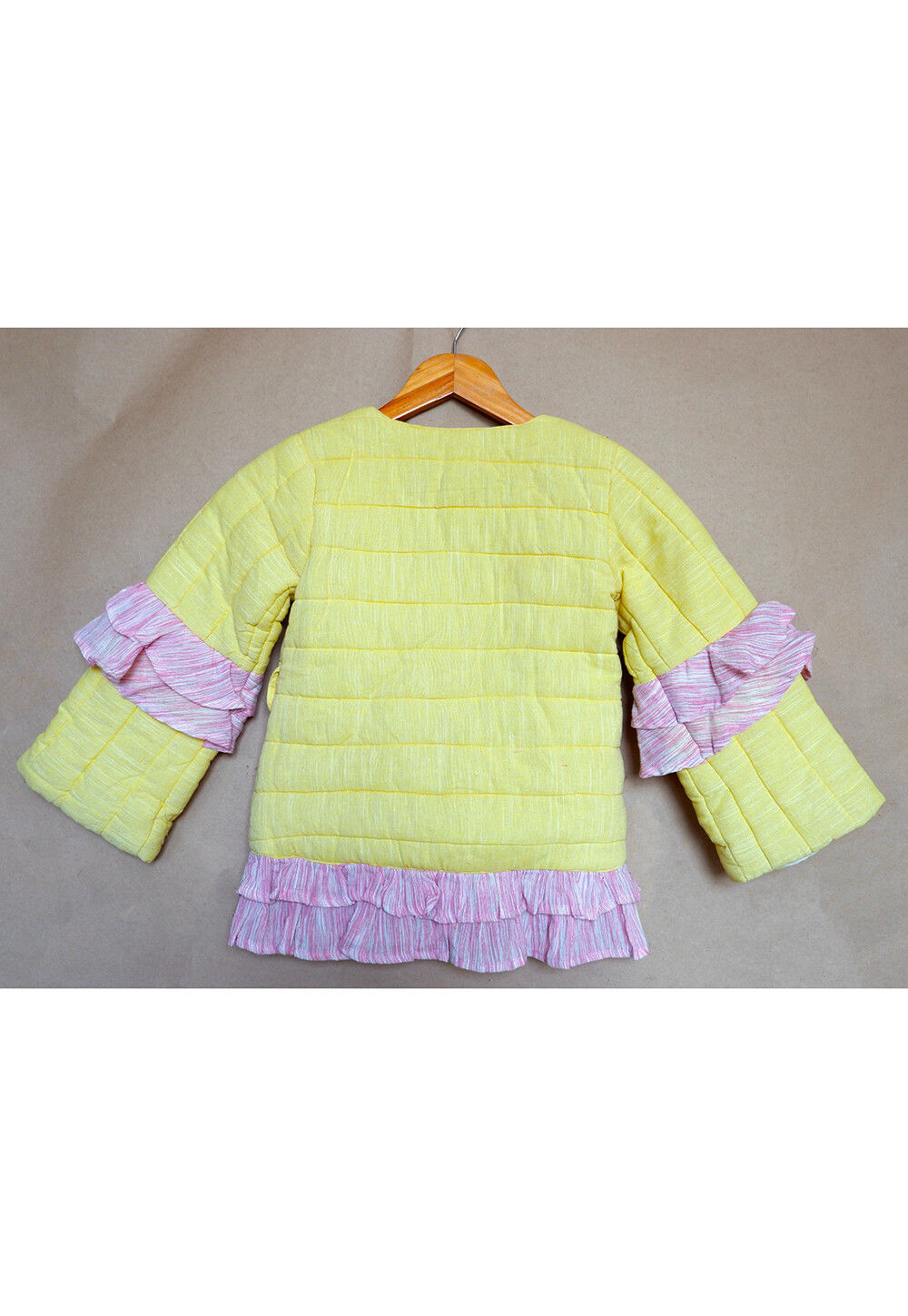 Buy Solid Color Cotton Quilted Jacket in Yellow Online : UNJ2698 ...