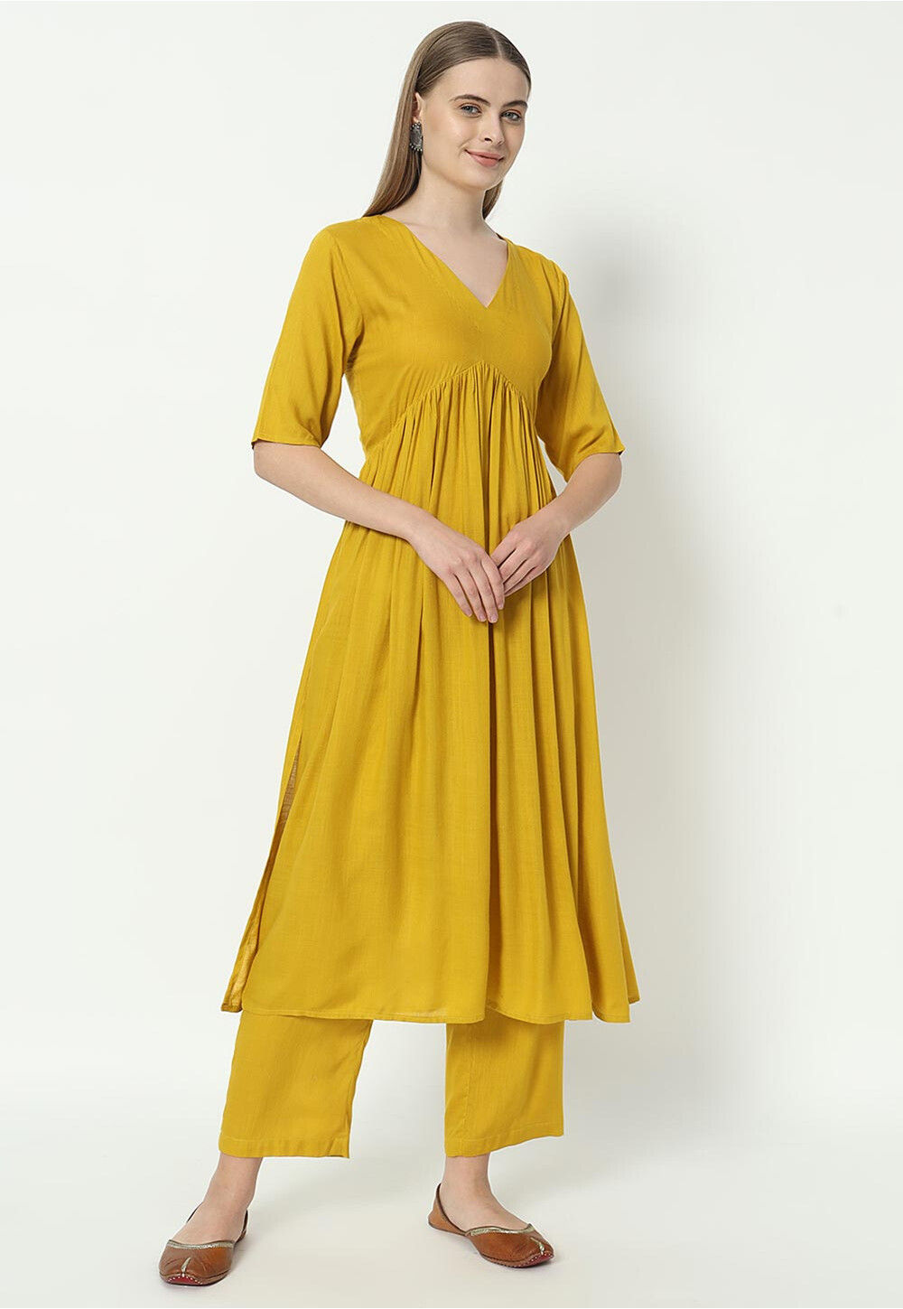 Buy Solid Color Cotton Rayon Co Ord Set in Mustard Online : TSR66 ...