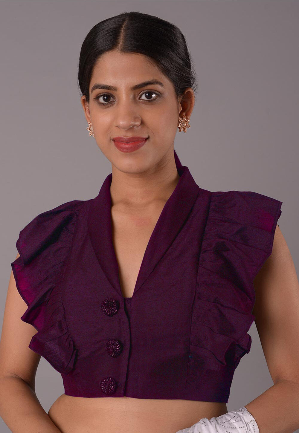 Buy Solid Color Cotton Silk Blouse in Wine Online : UAC516 - Utsav Fashion