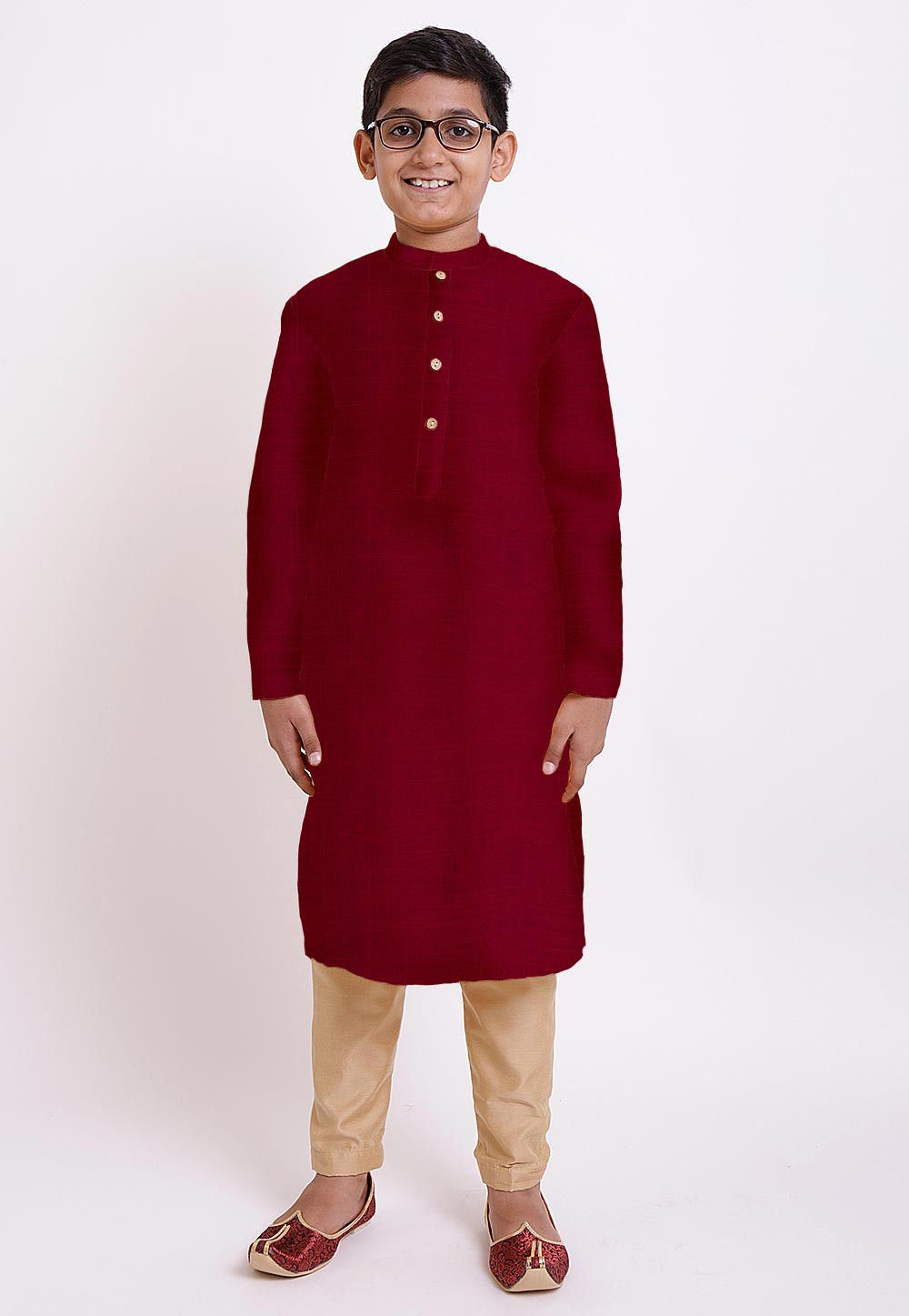 Buy Solid Color Cotton Slub Kurta in Maroon Online : UNJ1466 - Utsav ...