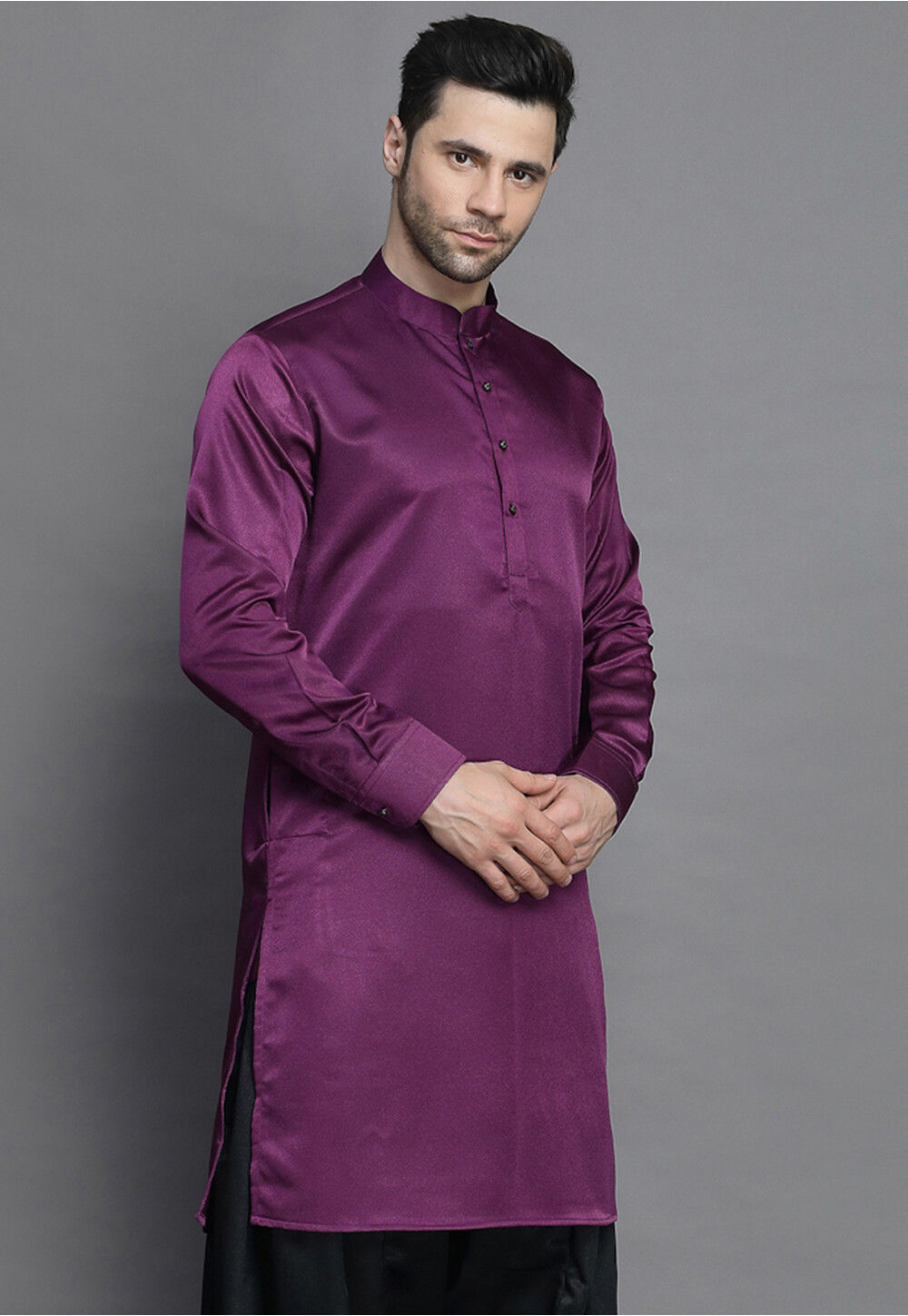 Buy Solid Color Crepe Dhoti Kurta in Purple Online : MXX178 - Utsav Fashion