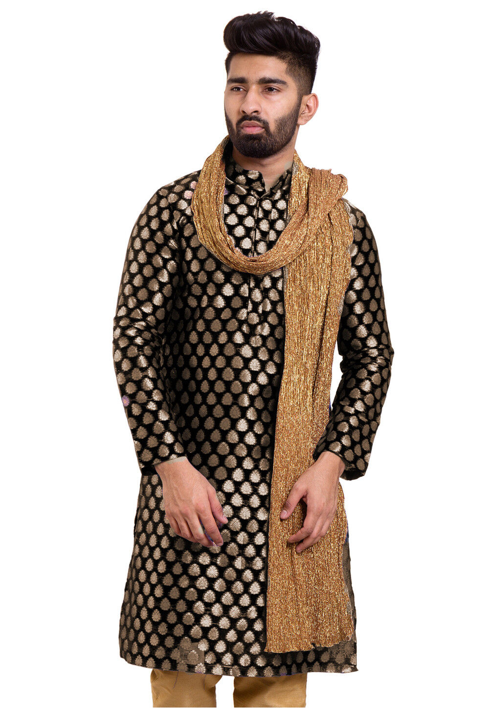 Buy Solid Color Crush Tissue Men Dupatta in Antique Copper Online ...