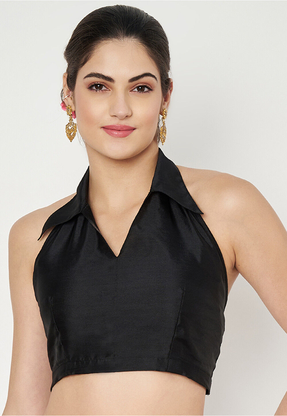 Buy Solid Color Dupion Silk Blouse in Black Online : UVP234 - Utsav Fashion