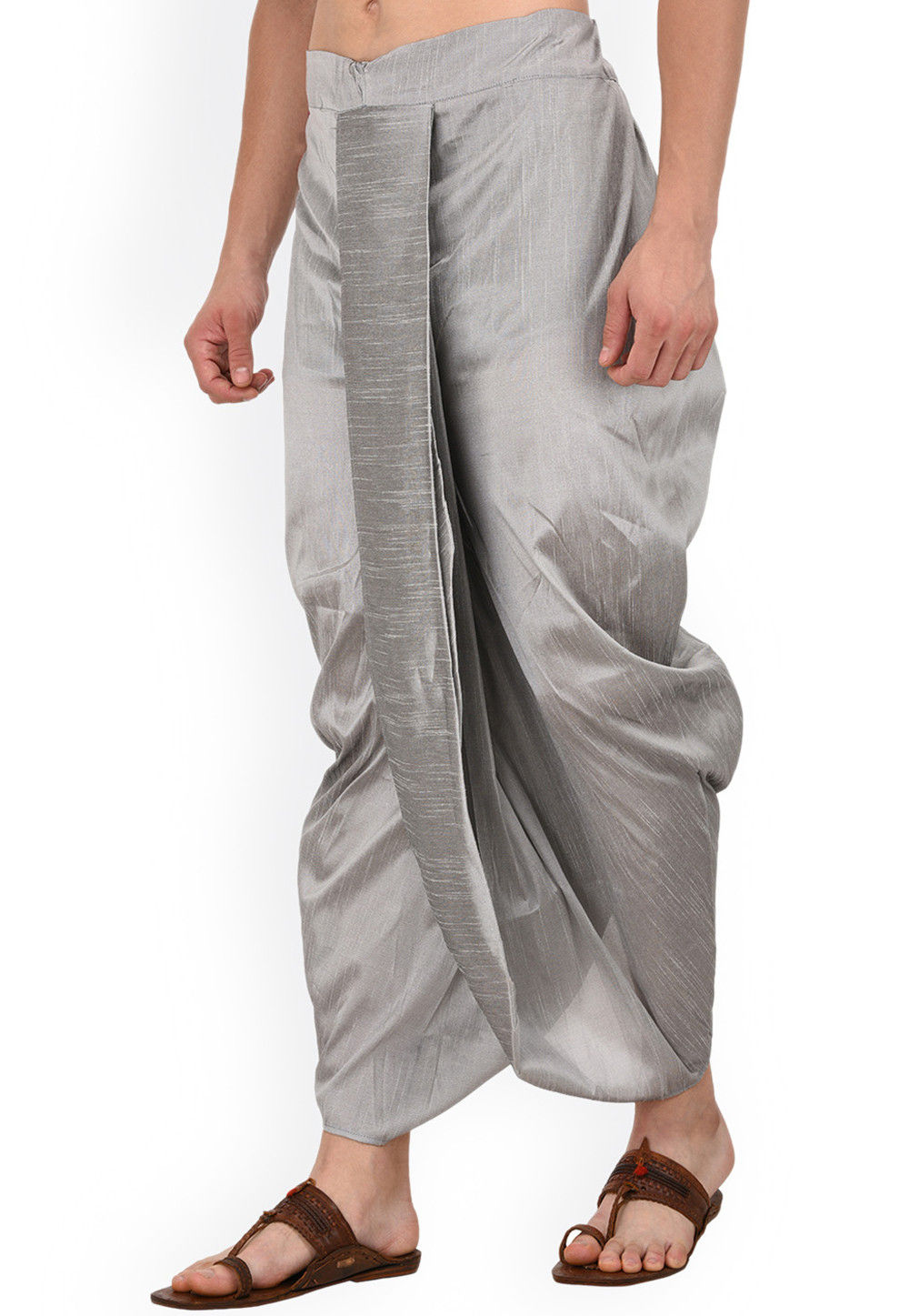 Buy Solid Color Dupion Silk Dhoti in Grey Online : MVE795 - Utsav Fashion