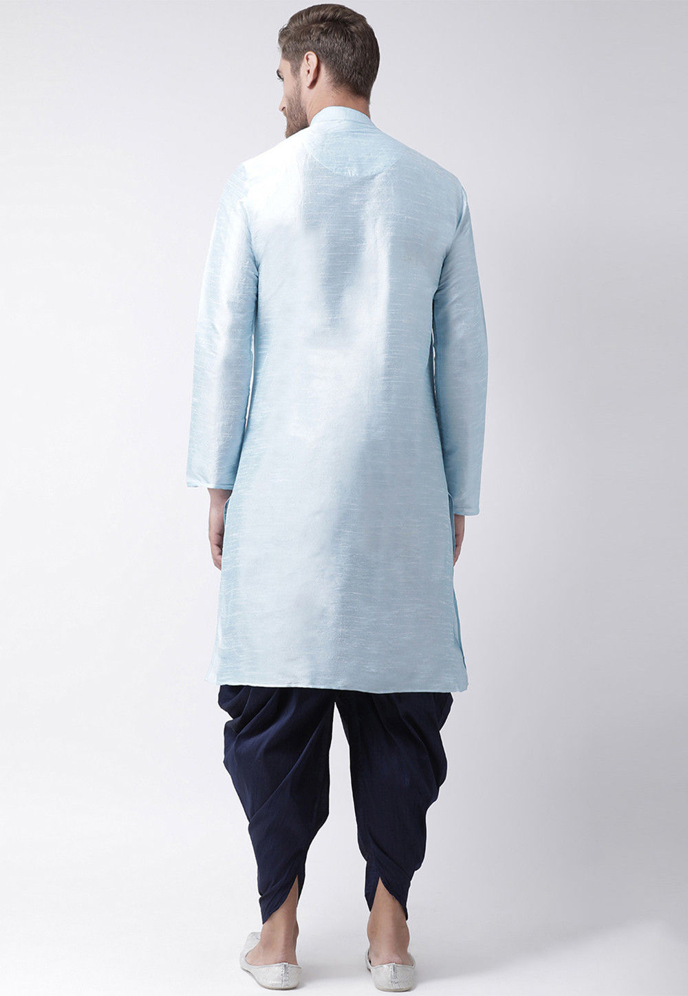 Buy Solid Color Dupion Silk Dhoti Kurta in Light Blue Online : MHT514 ...
