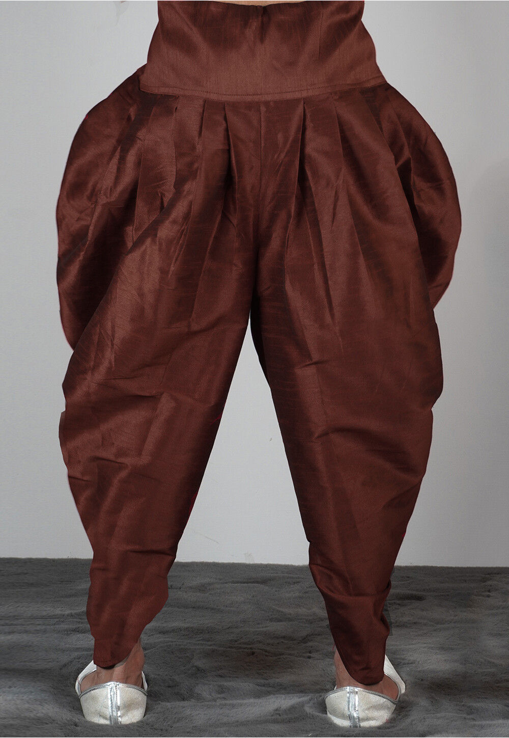 Buy Solid Color Dupion Silk Dhoti Pant in Dark Brown Online : MXX256 ...