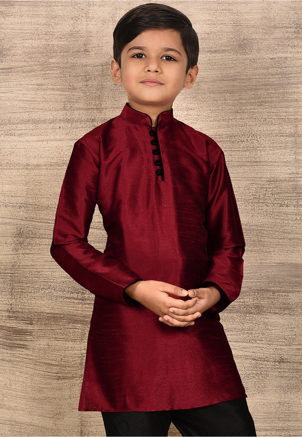 Buy Solid Color Dupion Silk Kurta in Maroon Online : UTW412 - Utsav Fashion