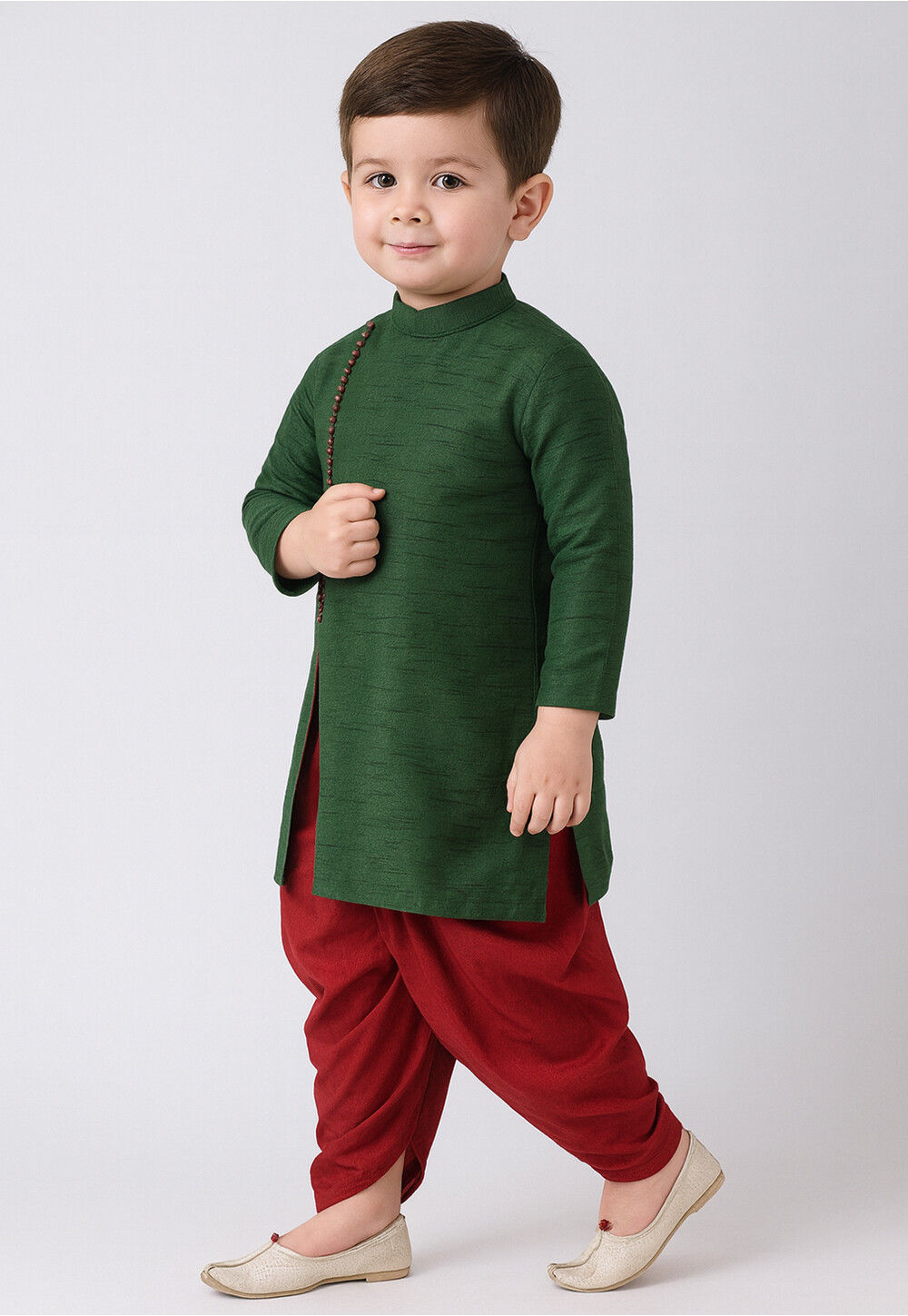 Buy Solid Color Dupion Silk Kurta Set in Dark Green Online : UPU1014 ...