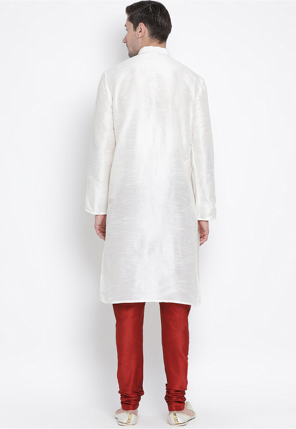 Buy Solid Color Dupion Silk Kurta Set in Off White Online : MTR5402 ...