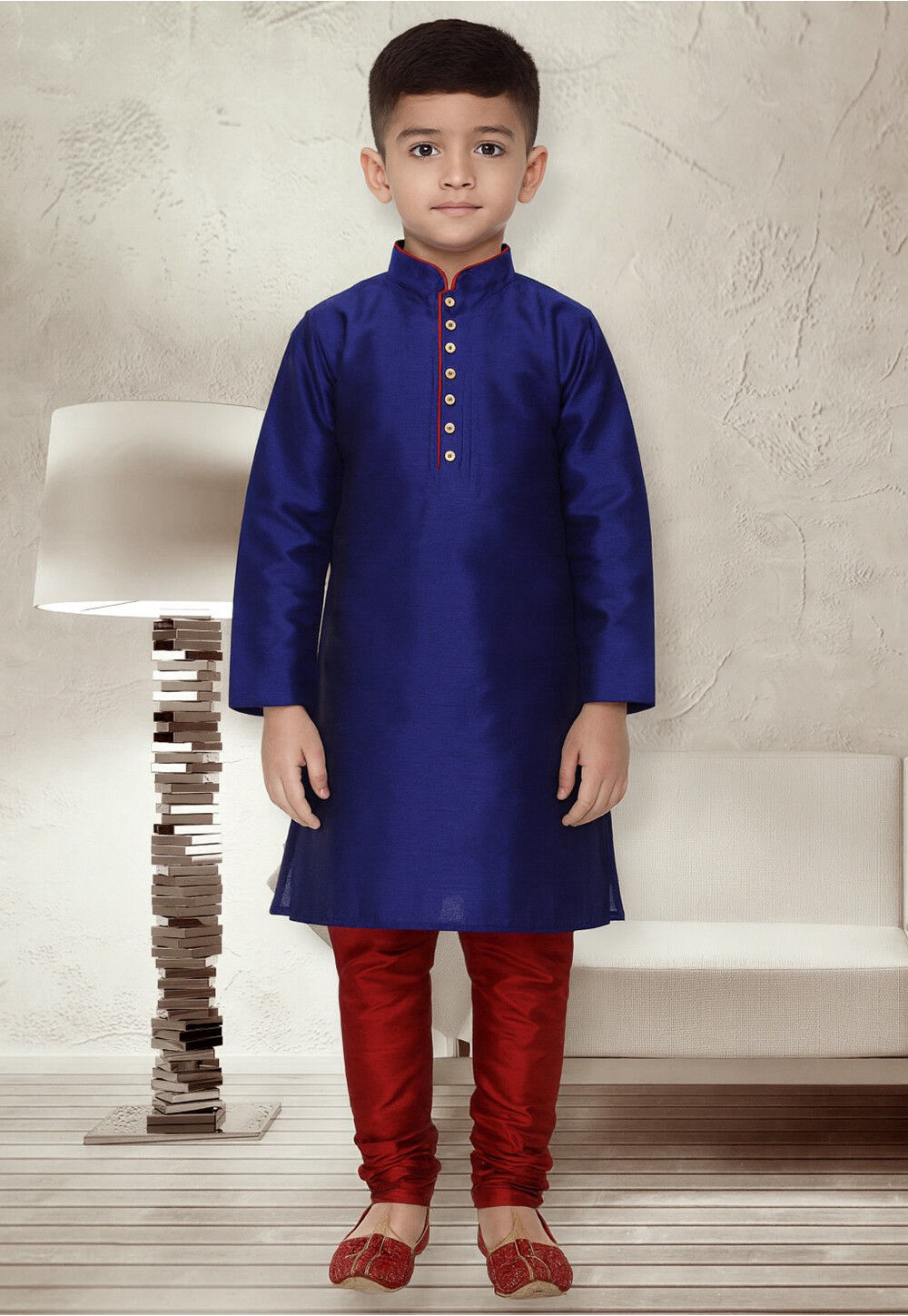 Buy Solid Color Dupion Silk Kurta Set in Royal Blue Online : UPU1218 ...