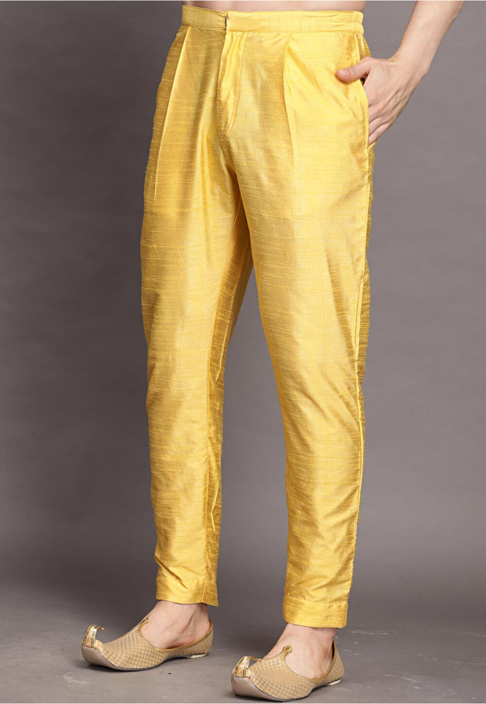 Buy Solid Color Dupion Silk Pajama in Mustard Online : MXX223 - Utsav ...