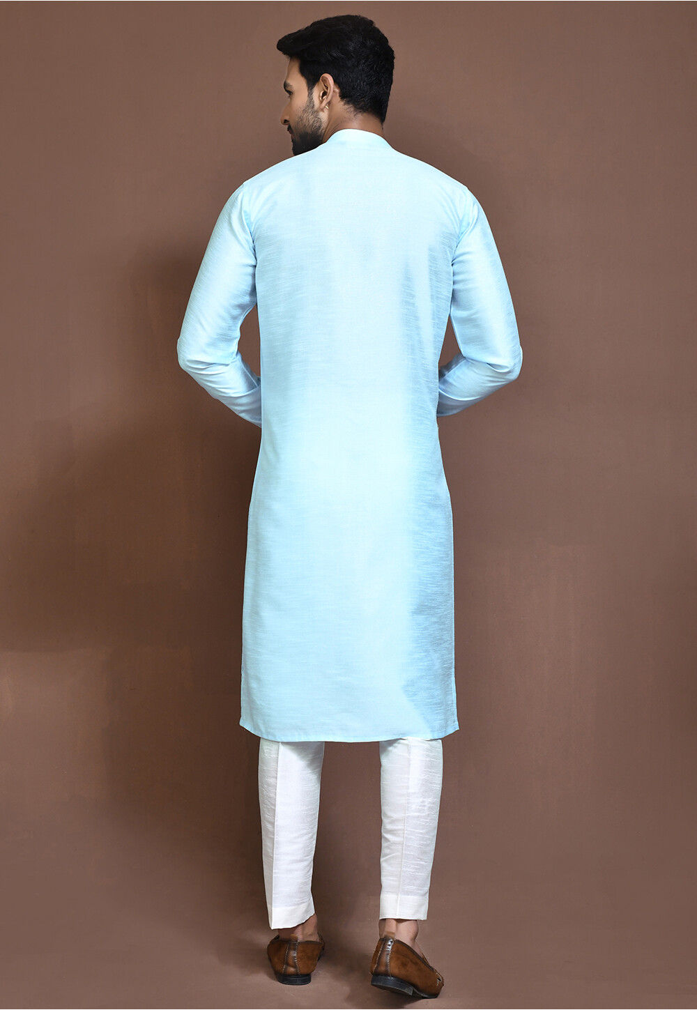 Buy Solid Color Dupion Silk Sherwani in Sky Blue Online : MTX3293 ...