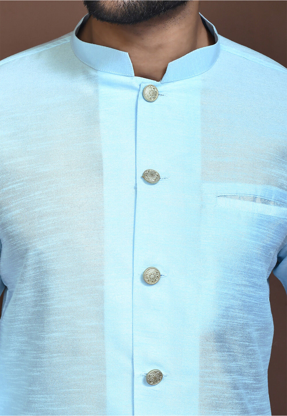 Buy Solid Color Dupion Silk Sherwani in Sky Blue Online : MTX3293 ...