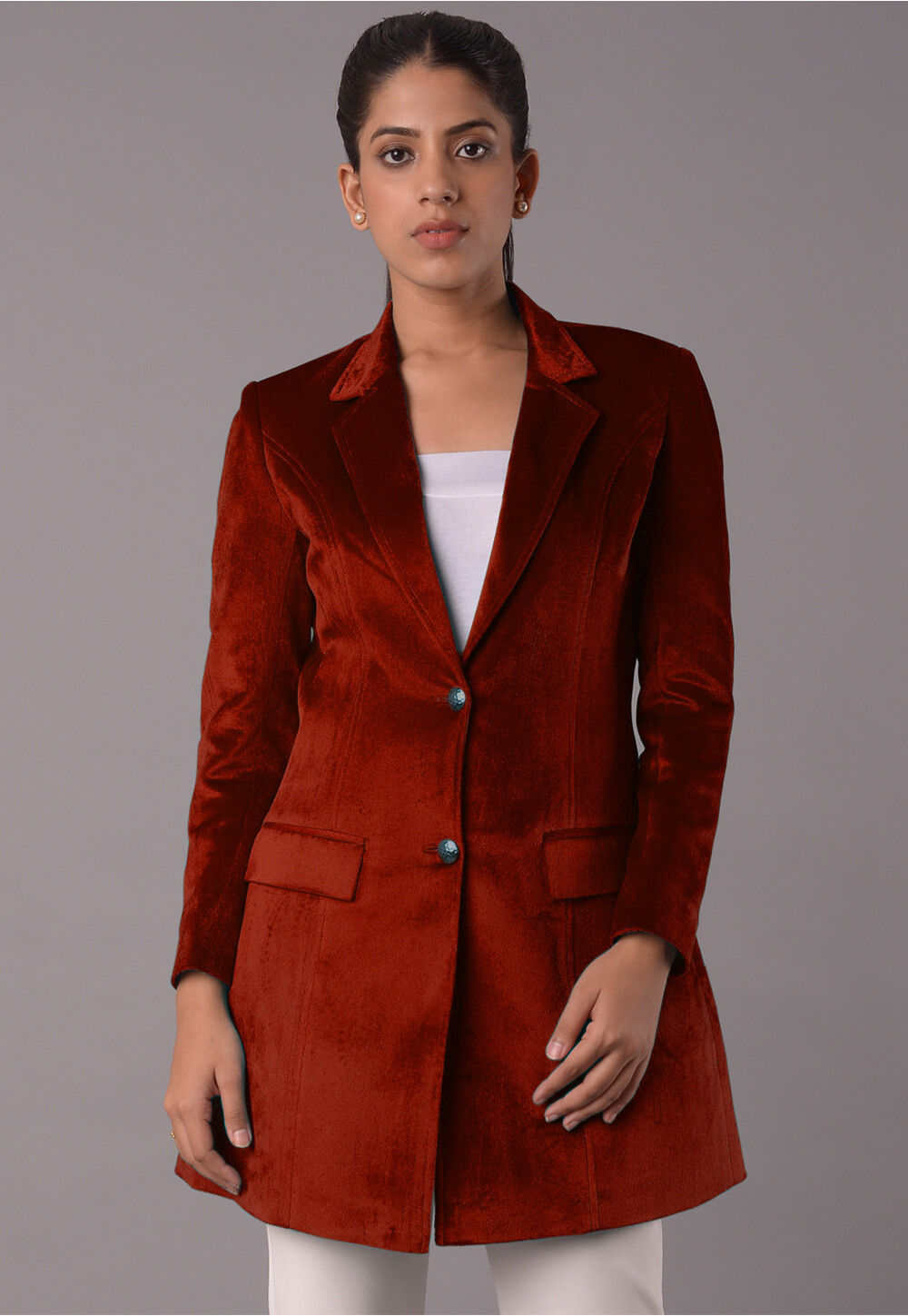 Solid Color Jacket in Dark Rust : TBN103