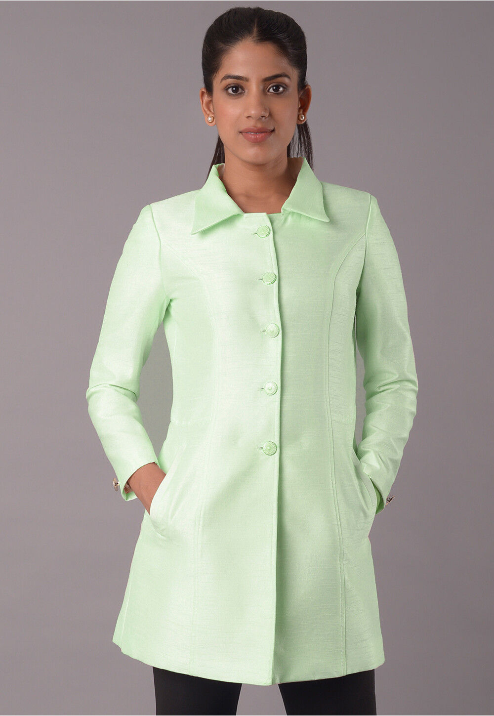 Buy Solid Color Art Silk Jacket in Light Green Online : TBN115 - Utsav ...