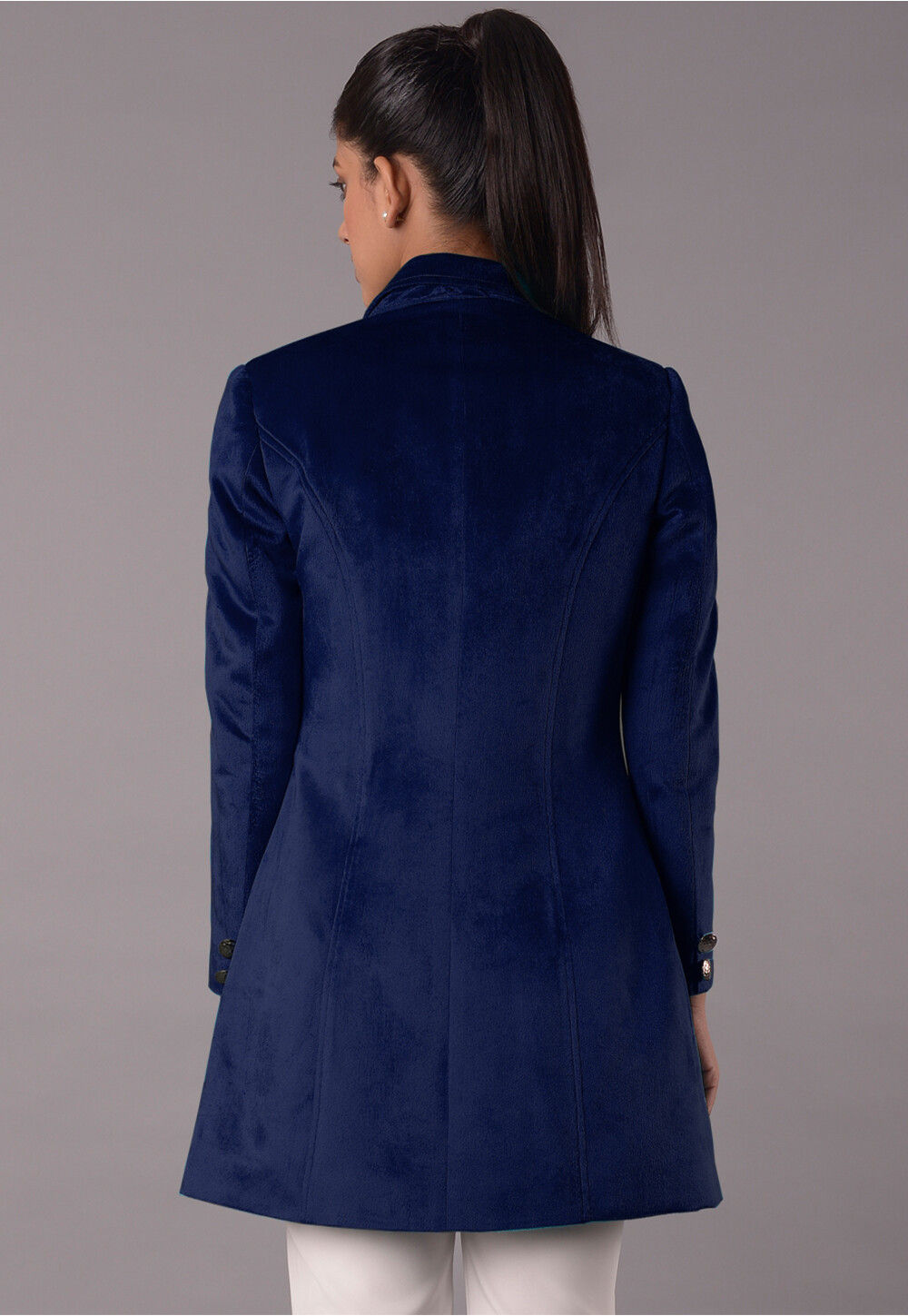 Buy Solid Color Velvet Jacket in Navy Blue Online : TBN101 - Utsav Fashion