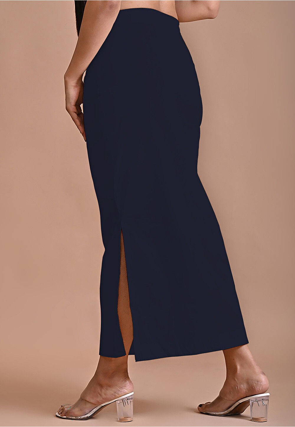 Buy Solid Color Lycra Cotton Shapewear Petticoat in Navy Blue Online ...