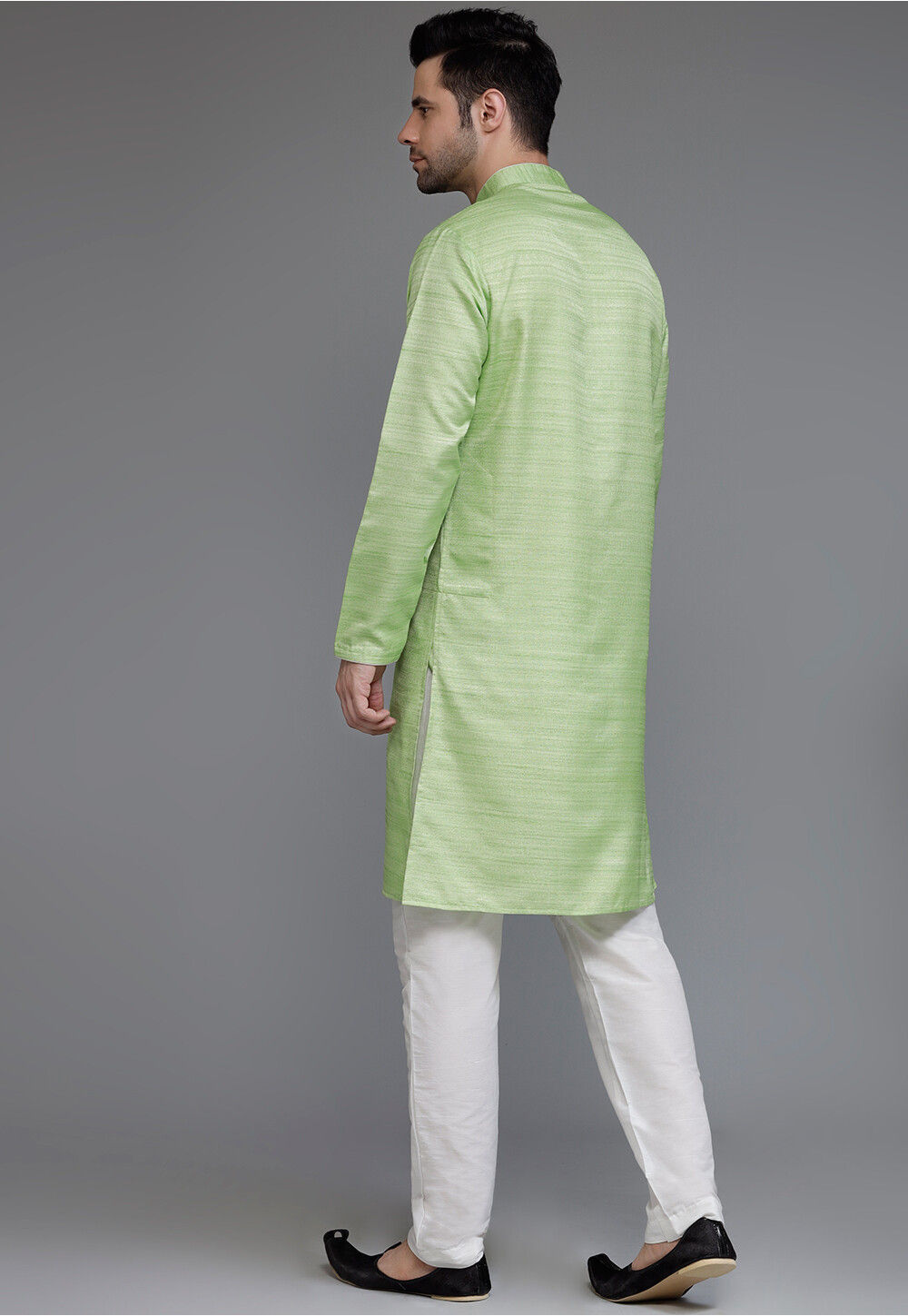 Buy Solid Color Matka Silk Kurta Set in Light Green Online : MXX461 ...