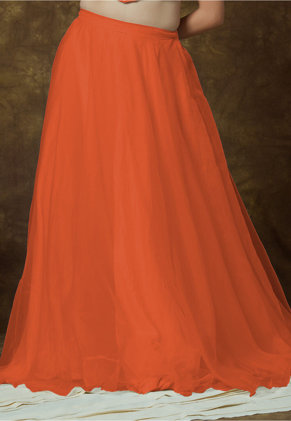 Buy Solid Color Organza Skirt in Rust Online : BNJ2242 - Utsav Fashion
