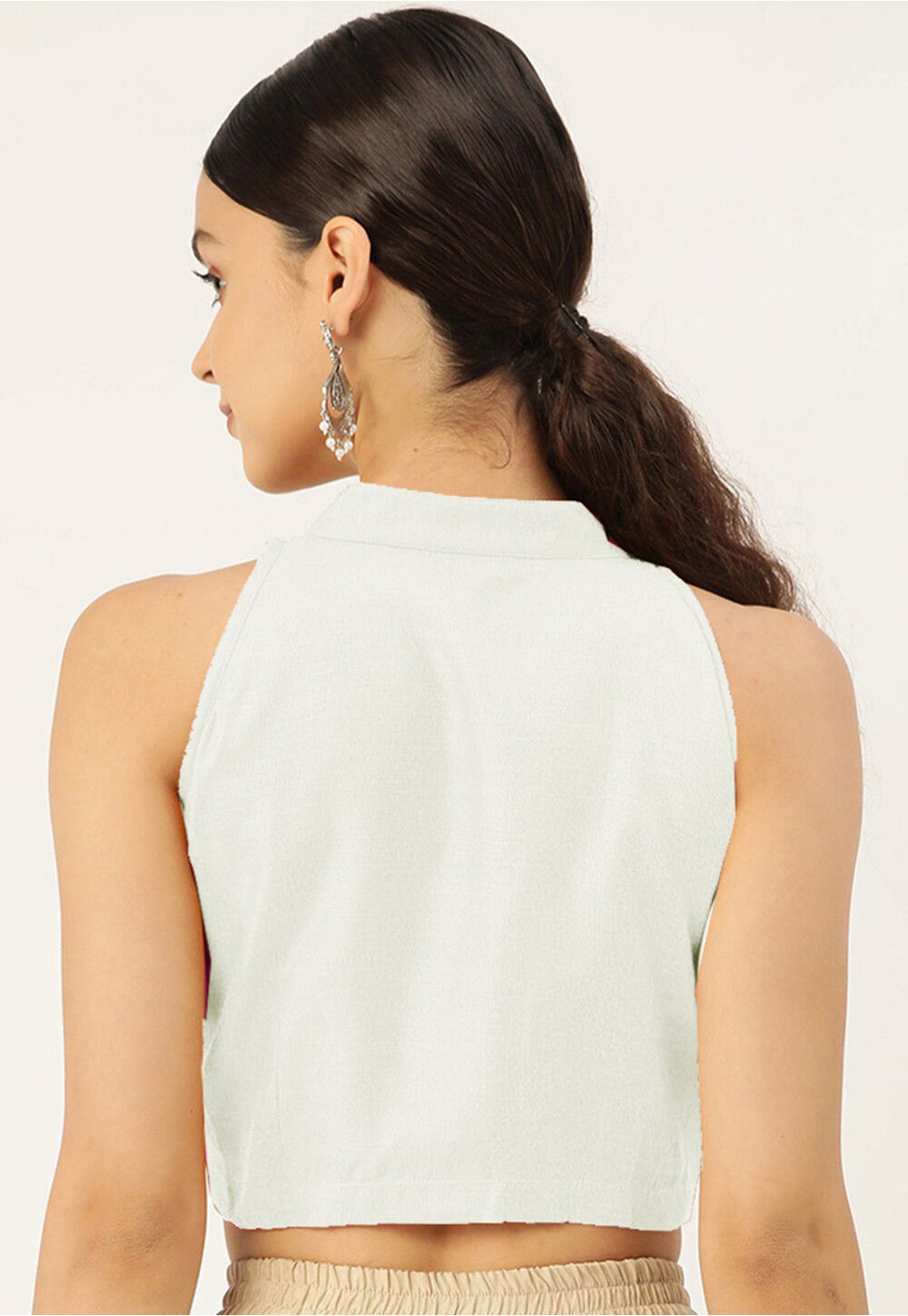 Buy Solid Color Poly Cotton Blouse in Off White Online : UVE229 - Utsav ...
